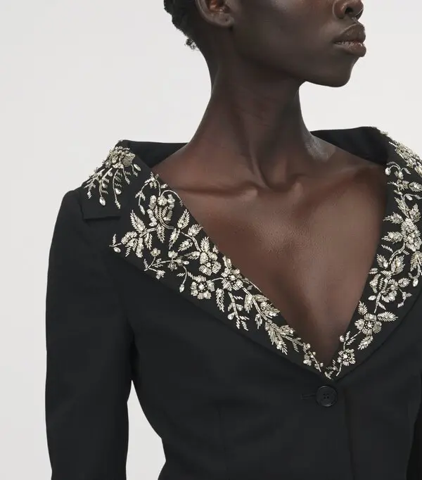Alexander McQueen Wool Beaded-collar Blazer