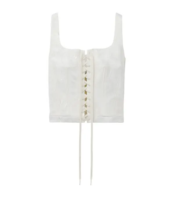 Alexander McQueen Fil Coupé Floral Corset Top - White
