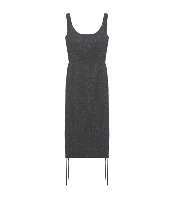 Alexander McQueen Wool Metallic-pinstripe Midi Dress - Grey