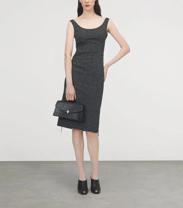 Alexander McQueen Wool Metallic-pinstripe Midi Dress