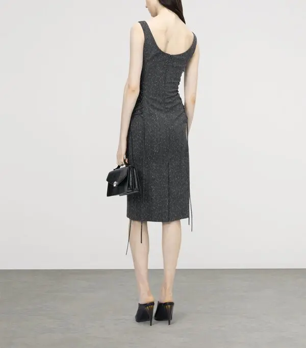Alexander McQueen Wool Metallic-pinstripe Midi Dress