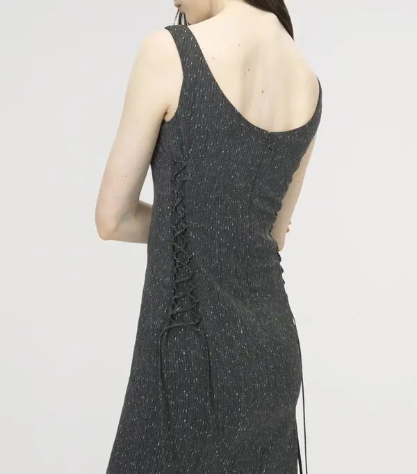 Alexander McQueen Wool Metallic-pinstripe Midi Dress