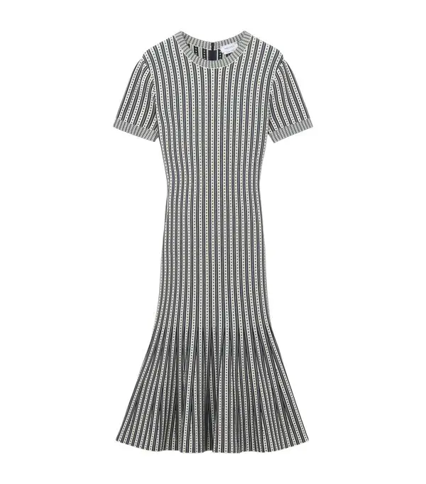 Alexander McQueen Knit Striped Midi Dress - White