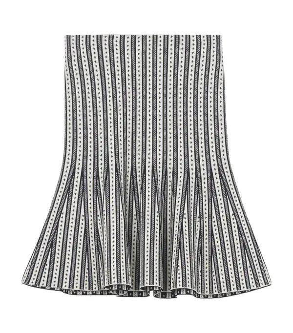 Alexander McQueen Knit Striped Mini Skirt - White
