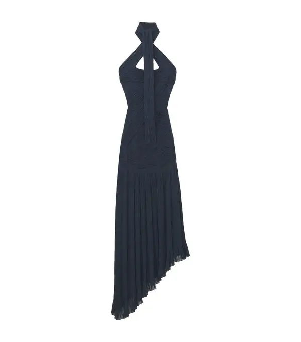 Alexander McQueen Asymmetric Halterneck Midi Dress - Blue