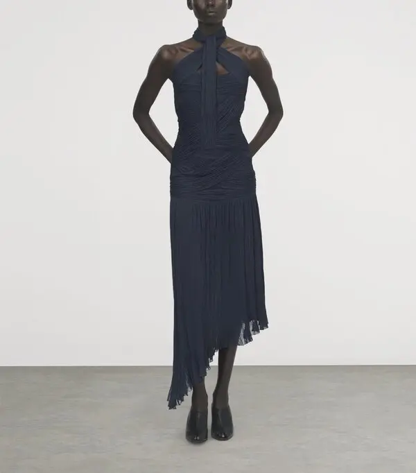 Alexander McQueen Asymmetric Halterneck Midi Dress