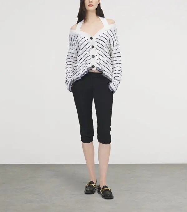Alexander McQueen Striped Off-the-shoulder Cardigan