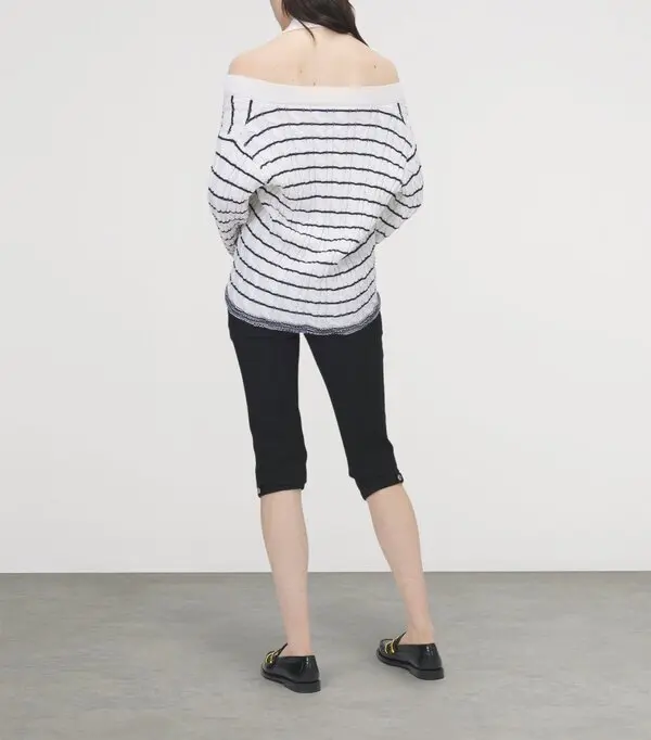 Alexander McQueen Striped Off-the-shoulder Cardigan