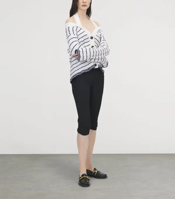 Alexander McQueen Striped Off-the-shoulder Cardigan