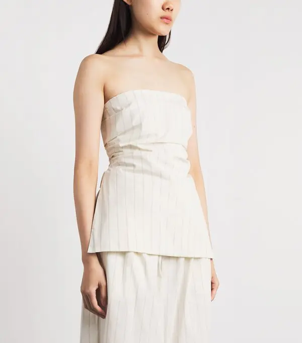 ST. AGNI Pinstripe Tie-detail Top