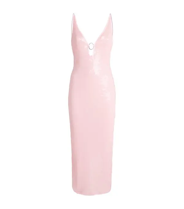 Oseree Sequinned O-ring Lumière Midi Dress - Pink