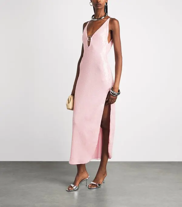 Oseree Sequinned O-ring Lumière Midi Dress