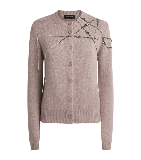 Fabiana Filippi Wool-silk-cashmere Embellished Cardigan - Brown