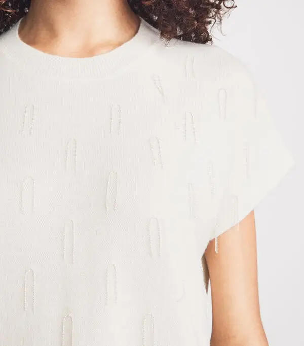 Fabiana Filippi Wool-silk-cashmere Embellished T-shirt