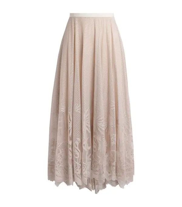 Fabiana Filippi Lace Jacquard Maxi Skirt - Beige
