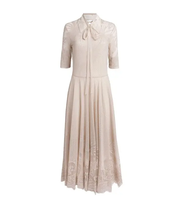 Fabiana Filippi Lace Jacquard Midi Dress - Beige