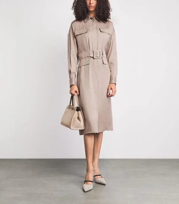 Fabiana Filippi Wool-blend Safari Midi Dress With Tie Belt
