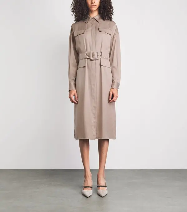 Fabiana Filippi Wool-blend Safari Midi Dress With Tie Belt