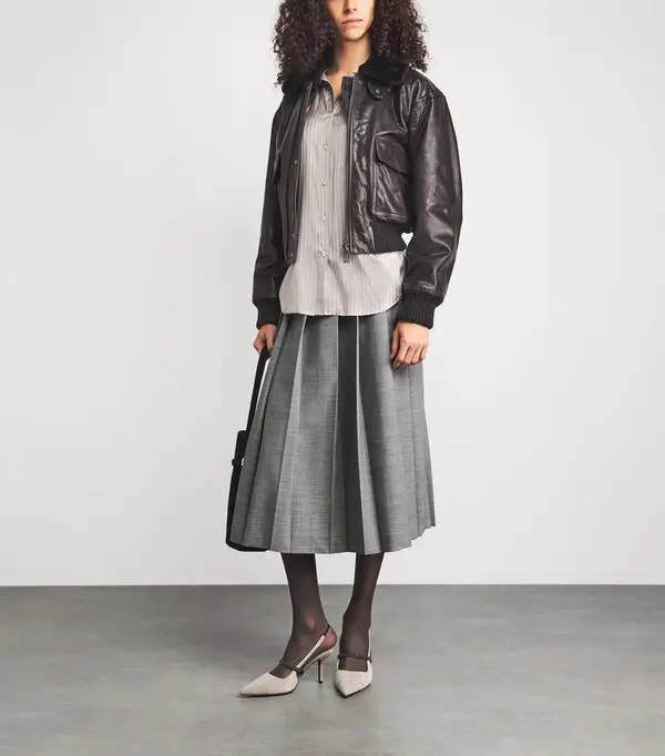 Fabiana Filippi Wool Pleated Midi Skirt