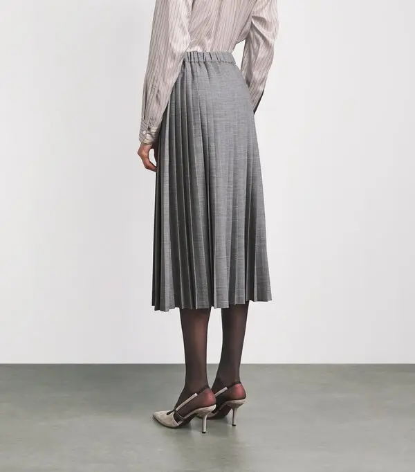 Fabiana Filippi Wool Pleated Midi Skirt