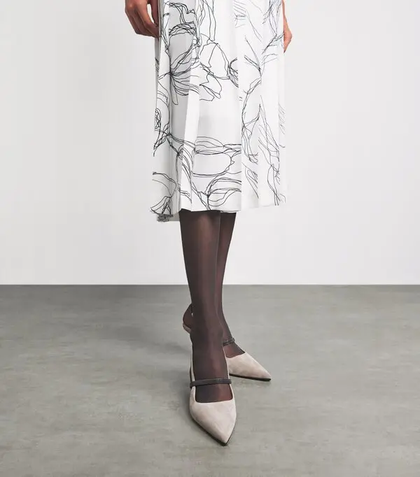 Fabiana Filippi Silk Floral Pleated Midi Skirt - White