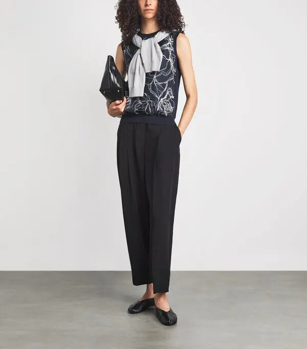 Fabiana Filippi Sleeveless Floral Print Silk Blend Blouse
