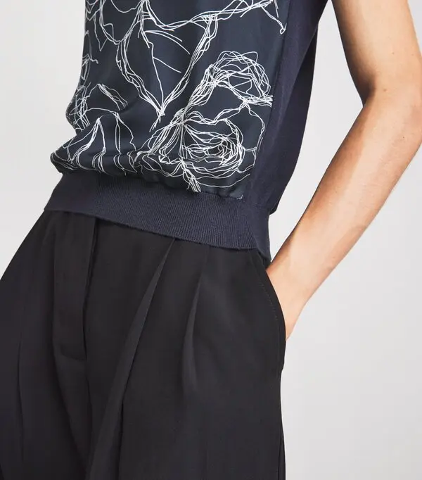 Fabiana Filippi Sleeveless Floral Print Silk Blend Blouse