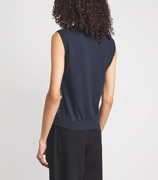 Fabiana Filippi Sleeveless Floral Print Silk Blend Blouse