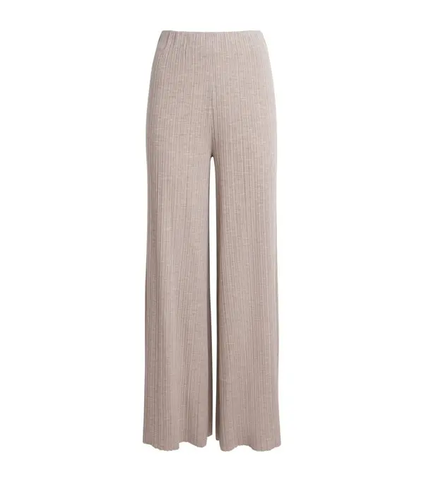 Agnona Cashmere-wool-silk Wide-leg Trousers - Beige