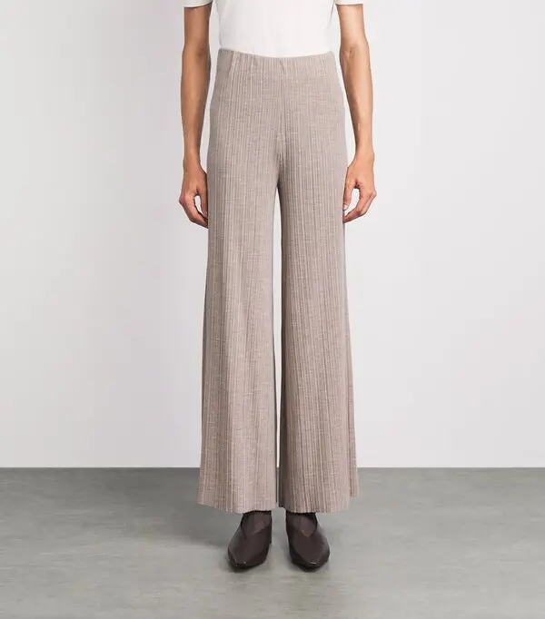 Agnona Cashmere Wool Silk Wide-leg Trousers