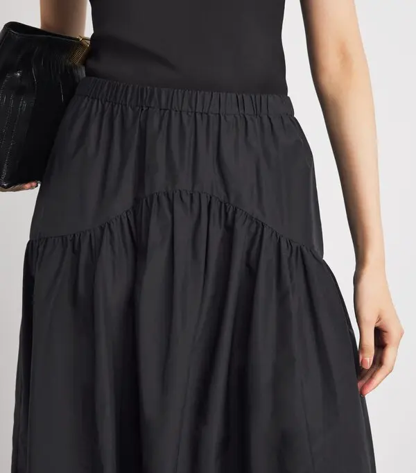 Theory Curved Yoke Midi Skirt - Black