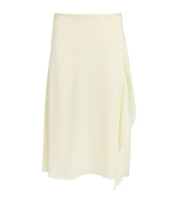 Theory Crushed Satin Draped Sarong Midi Skirt - Ivory