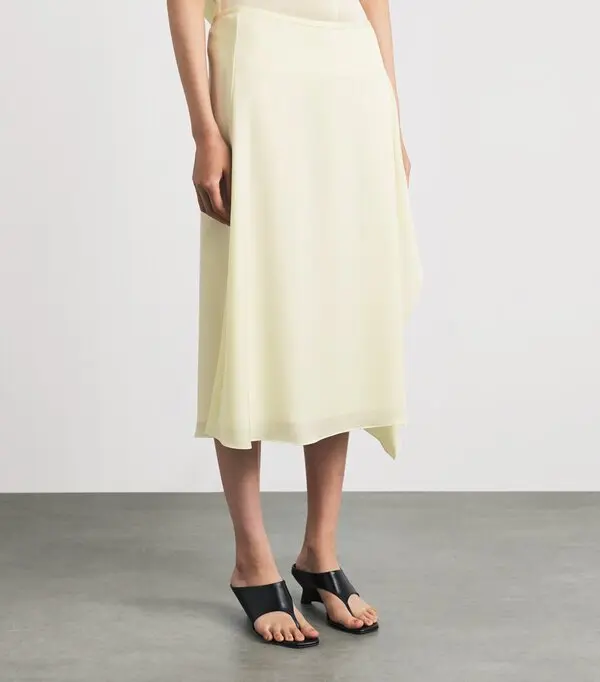 Theory Crushed Satin Draped Sarong Midi Skirt