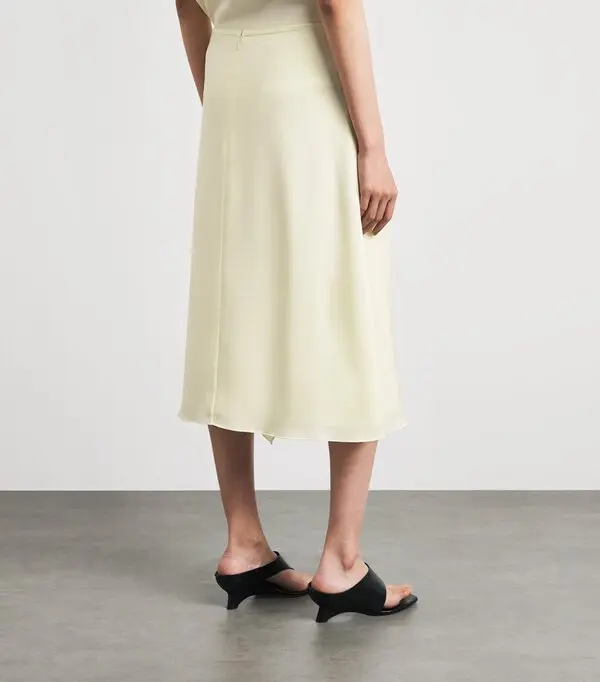 Theory Crushed Satin Draped Sarong Midi Skirt