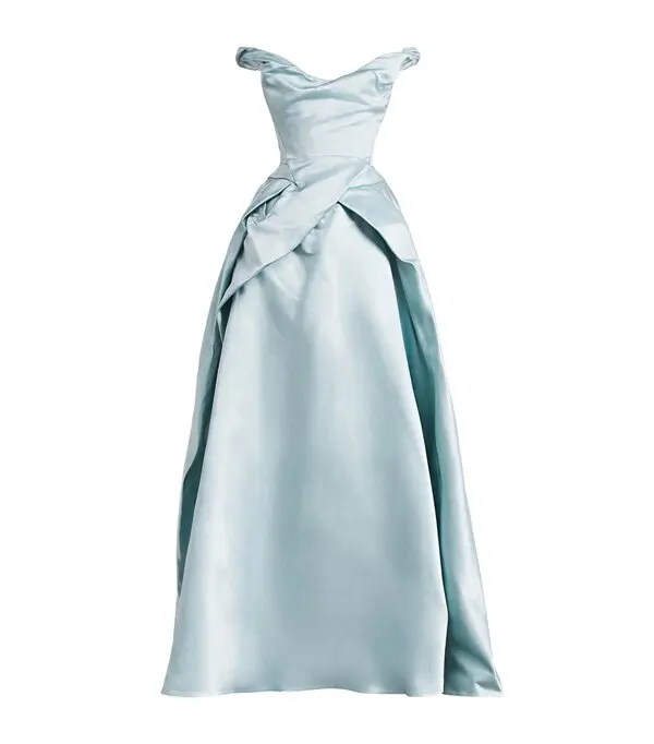 VIVIENNE WESTWOOD Silk Off-the-shoulder Tabitha Gown - Blue