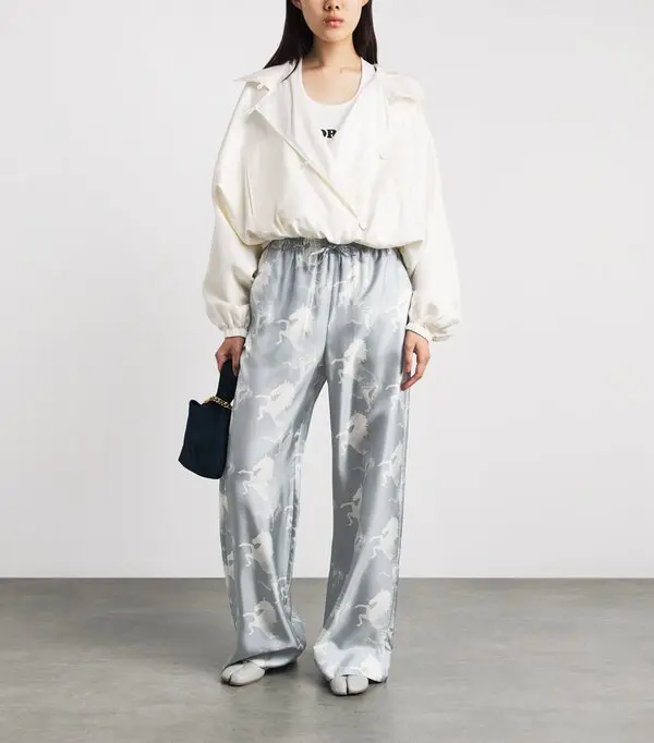 Stella McCartney Silk Horse Print Wide-leg Trousers - Blue