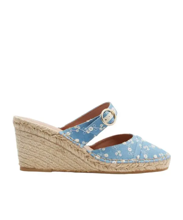 MALONE SOULIERS Farah Denim Espadrille Wedges - Nude