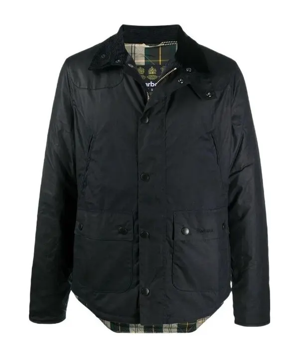 Barbour Reelin Waxed Jacket - Navy Blue