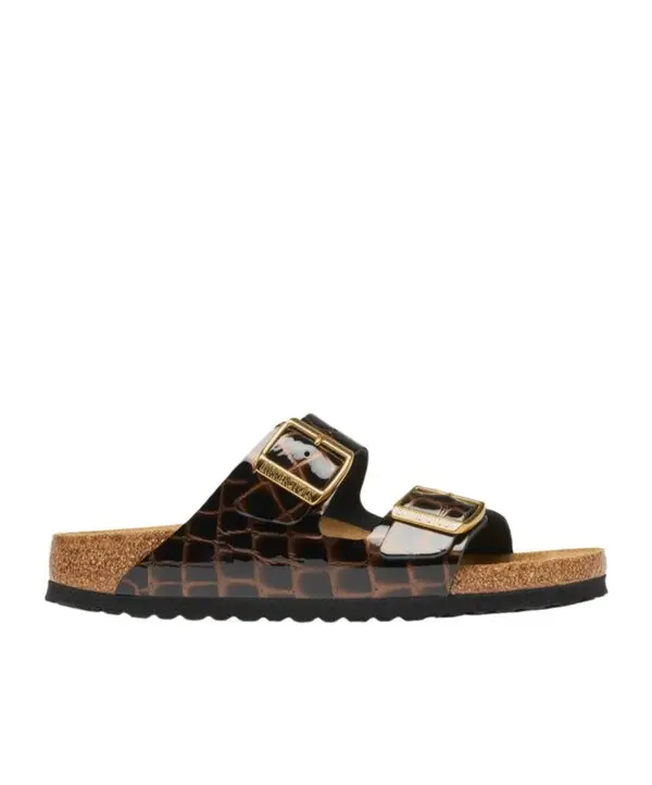 BIRKENSTOCK Arizona Croc-effect Leather Sandals - Black Embossing