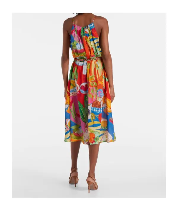 Farm Rio Sleeveless V-neck Maxi Dress With Detachable Belt