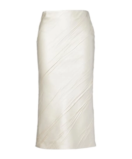 Sportmax Ruta Pleated Satin Pencil Skirt - White