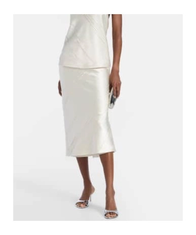 Sportmax Ruta Pleated Satin Pencil Skirt