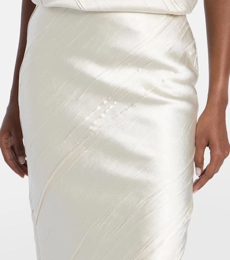 Sportmax Ruta Pleated Satin Pencil Skirt