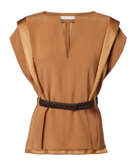 Max Mara Belted Crêpe Top - Brown