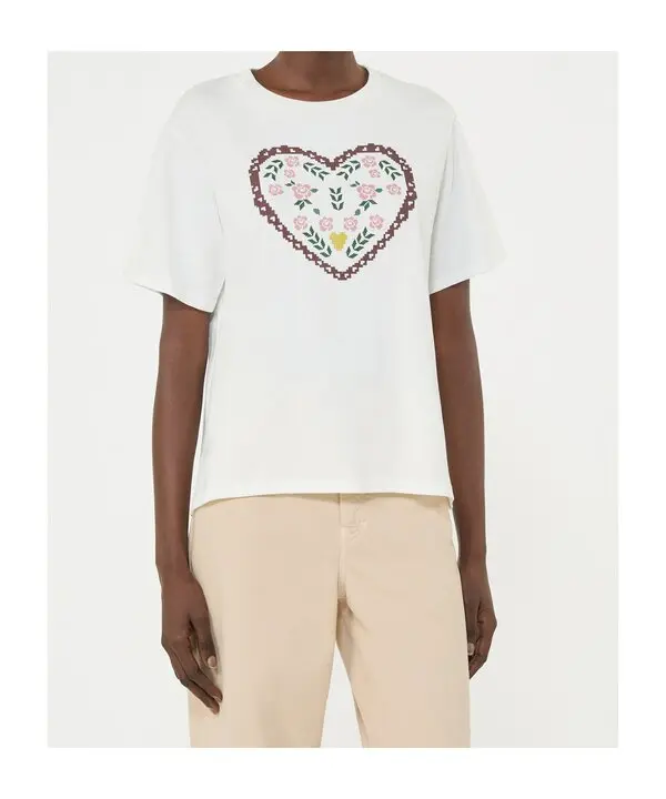 Max Mara Crewneck T-shirt With Embroidered Butterfly Logo - White