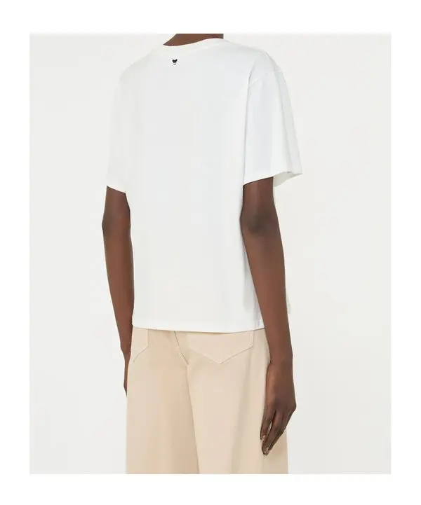 Max Mara Crewneck T-shirt With Embroidered Butterfly Logo - White