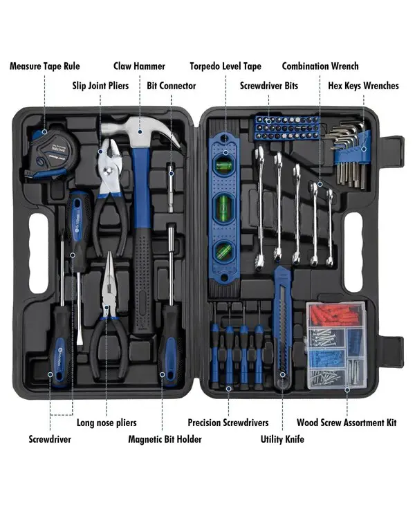 XDOVET Home Hand Tool Set Toolbox Household Repair Tool Kit - Blue