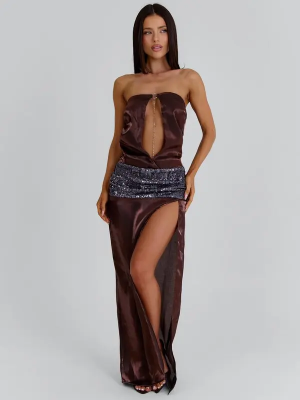 OUTCAST Lezeth Maxi Dress Brown