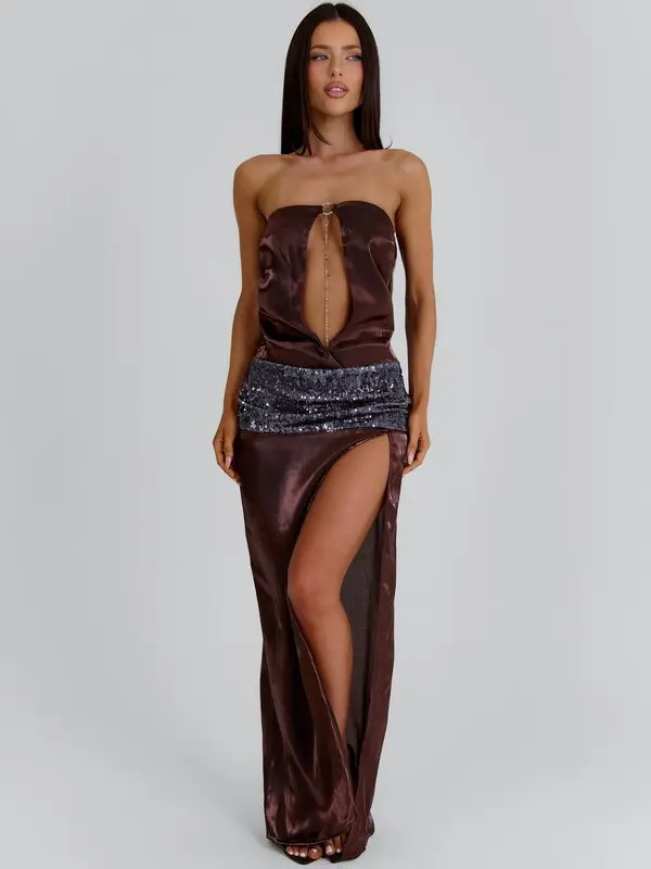 OUTCAST Lezeth Maxi Dress Brown