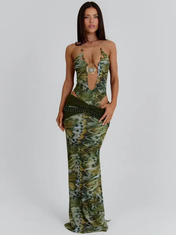 OUTCAST Clarisse Maxi Skirt Ecru Wings